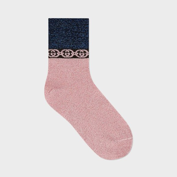 Gucci | Accessories | Gucci Lam Interlocking Gg Chain Metallic Socks ...